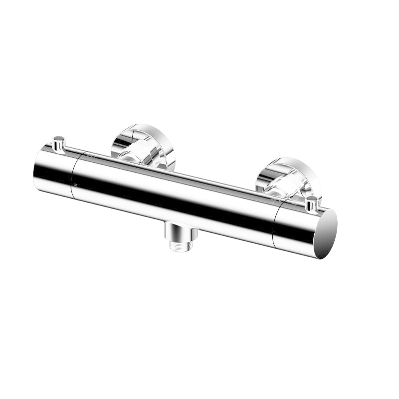 POLISHED CHROME ROUND EXPOSED THERMOSTATIC SHOWER MIXER — Mandk