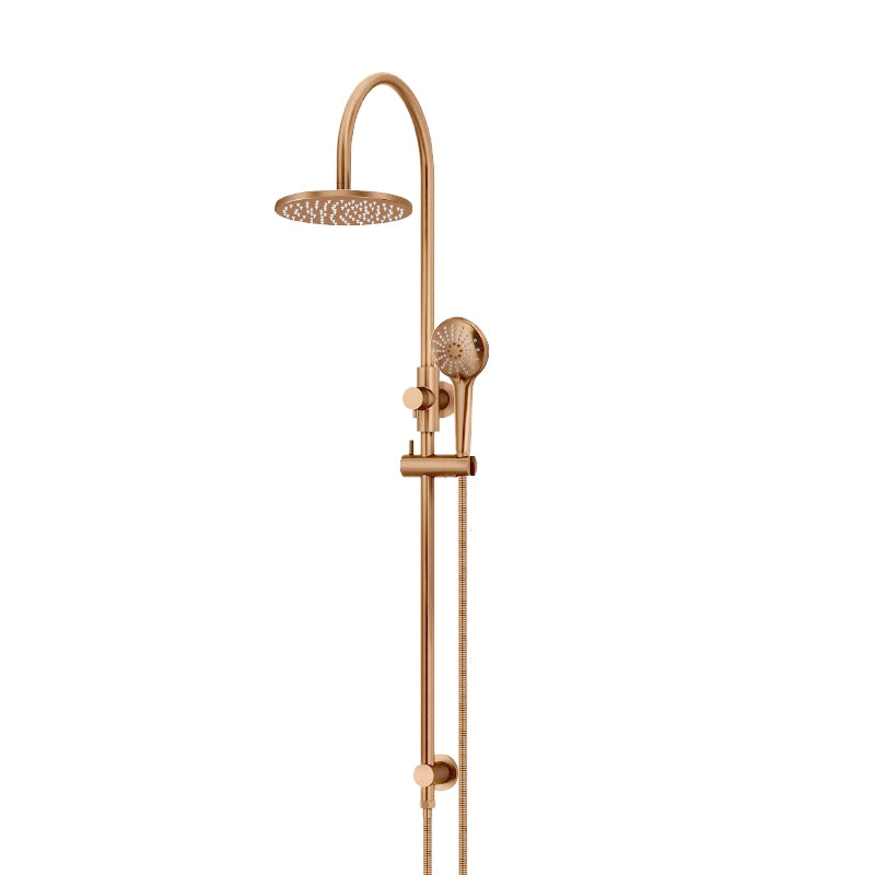 LUSTRE BRONZE ROUND GOOSENECK SHOWER SET WITH 200MM ROSE, THREE-FUNCTI ...