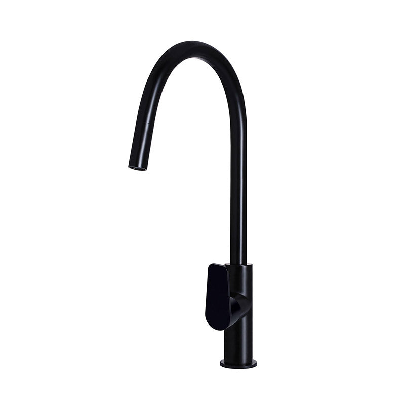MATT BLACK ROUND ROUND PADDLE PICCOLA PULL OUT KITCHEN MIXER TAP — Mandk